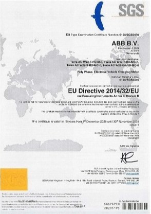 SGS为ABB旗下联桩新能源颁发全国首张新能源汽车充电桩CE-MID证书